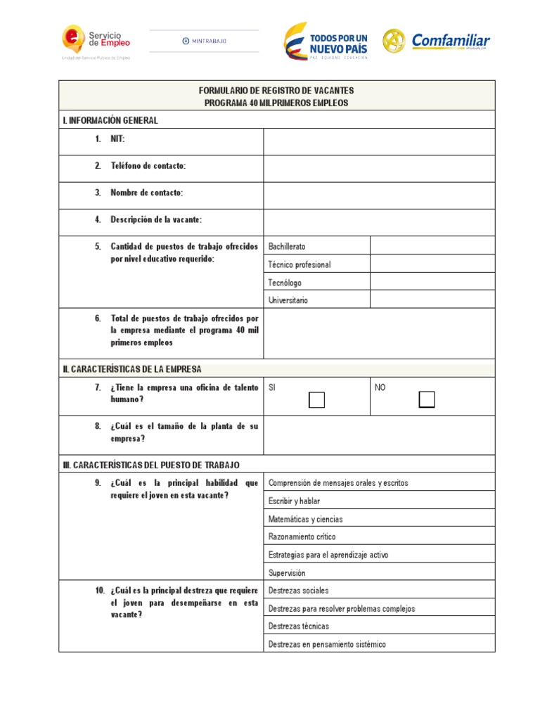 Registro vacante programa 40 mil empleos | PDF | Información | Conocimiento Registro vacante programa 40 mil empleos | PDF | Información | Conocimiento