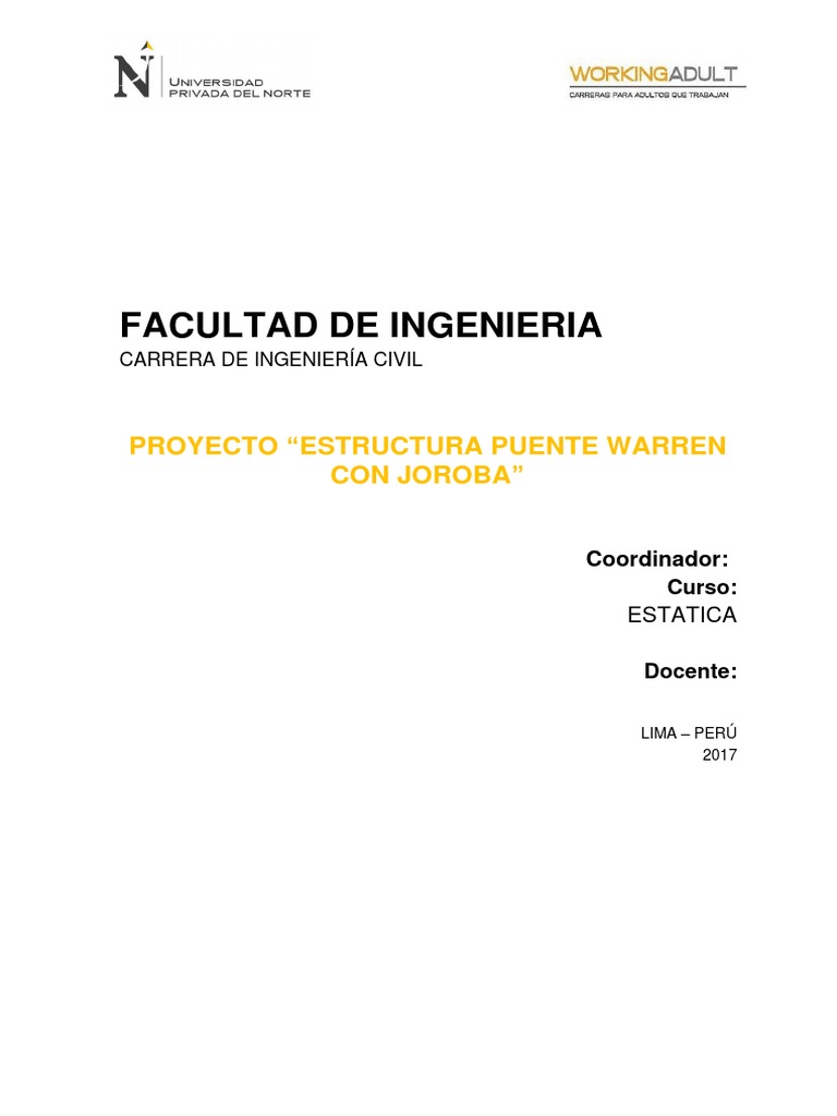 Proyecto de Estatica Final 2 | PDF | Puente | Ingeniería estructural