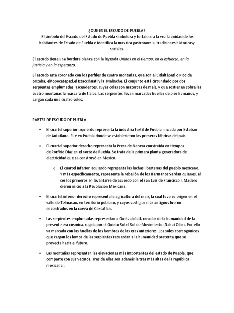 Significado del Escudo de Puebla | PDF | México