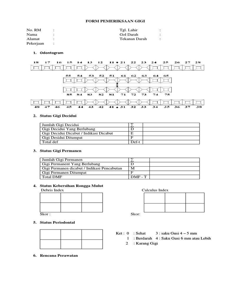 Form Pemeriksaan Gigi | PDF