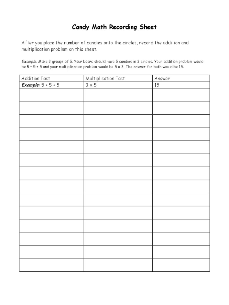 Candy Record Sheet | PDF