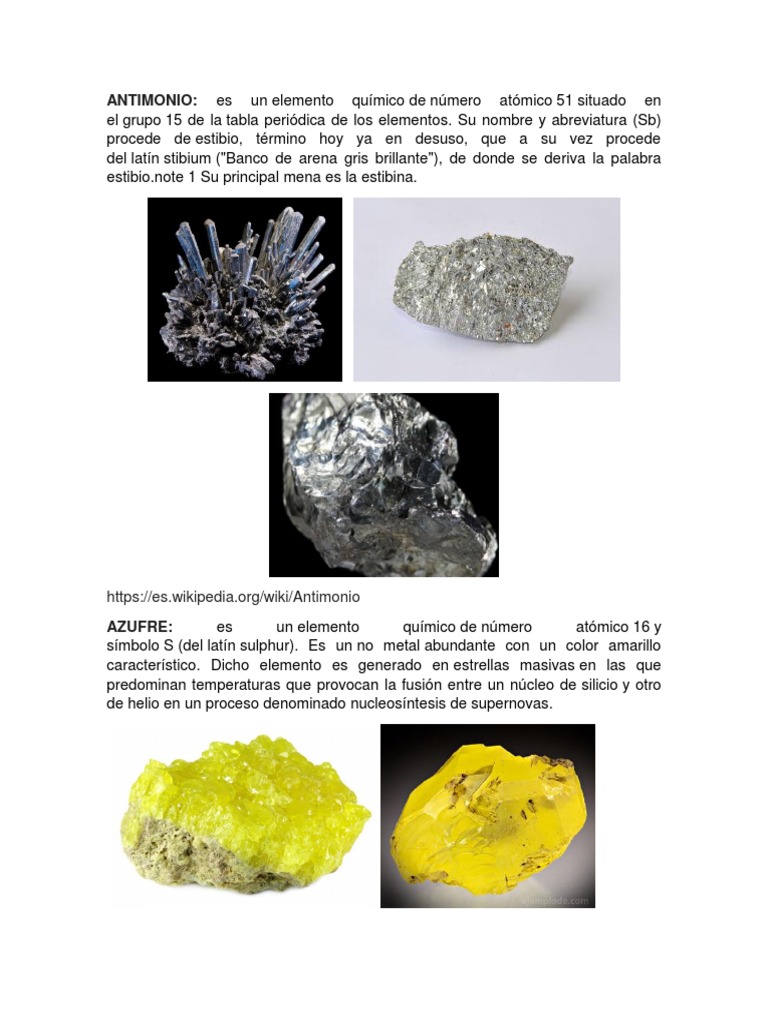 ANTIMONIO | PDF | Elementos químicos | Rieles