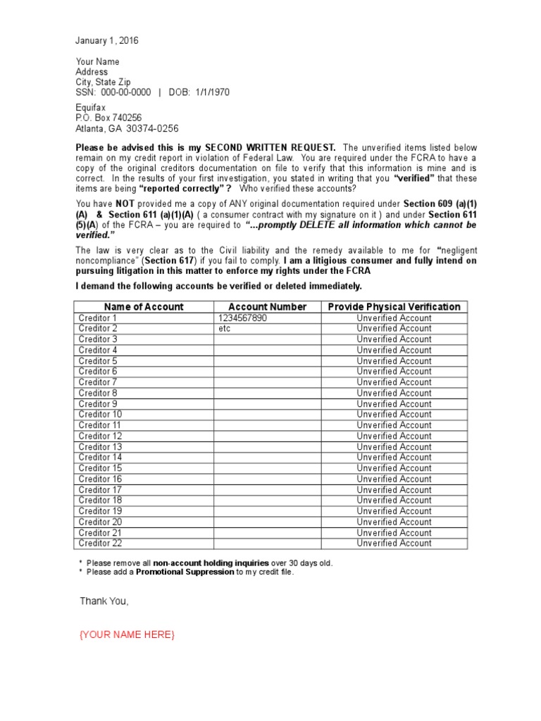 02-2 A Letter2 Equifax v2 | PDF | Identity Document | Government ...