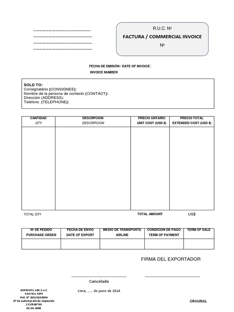Formatos de Documentos de Exportación en Blanco | PDF | Business