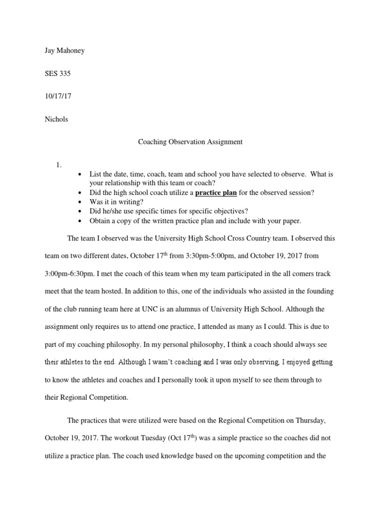 Coaching Observation Insights | PDF | Track And Field | Motivation