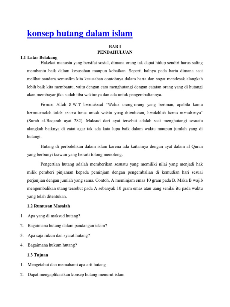 Konsep Hutang dalam Islam dan Hukum | PDF