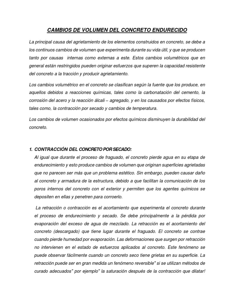 Cambios de Volumen Del Concreto | PDF | Cemento | Humedad