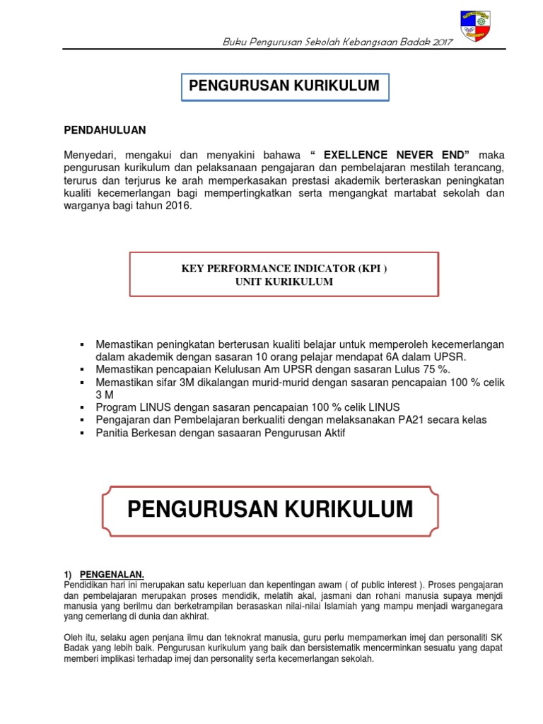 Pengurusan Kurikulum 2018 Edisi 1 | PDF