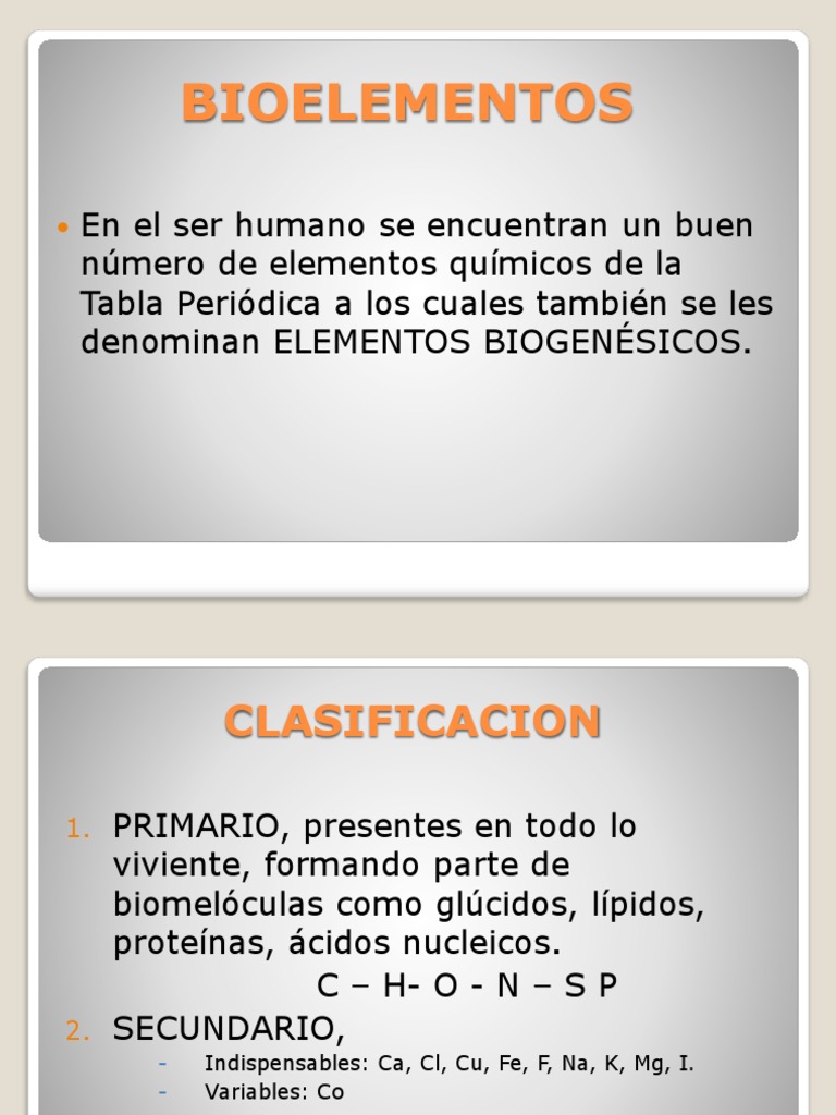 Los bioelementos esenciales para el funcionamiento del cuerpo humano ...