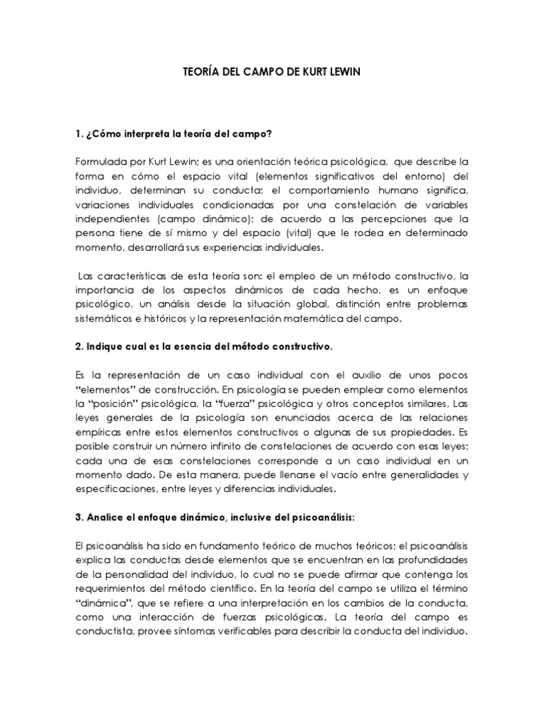 Teorias Del Campo | PDF | Aprendizaje | Teoría