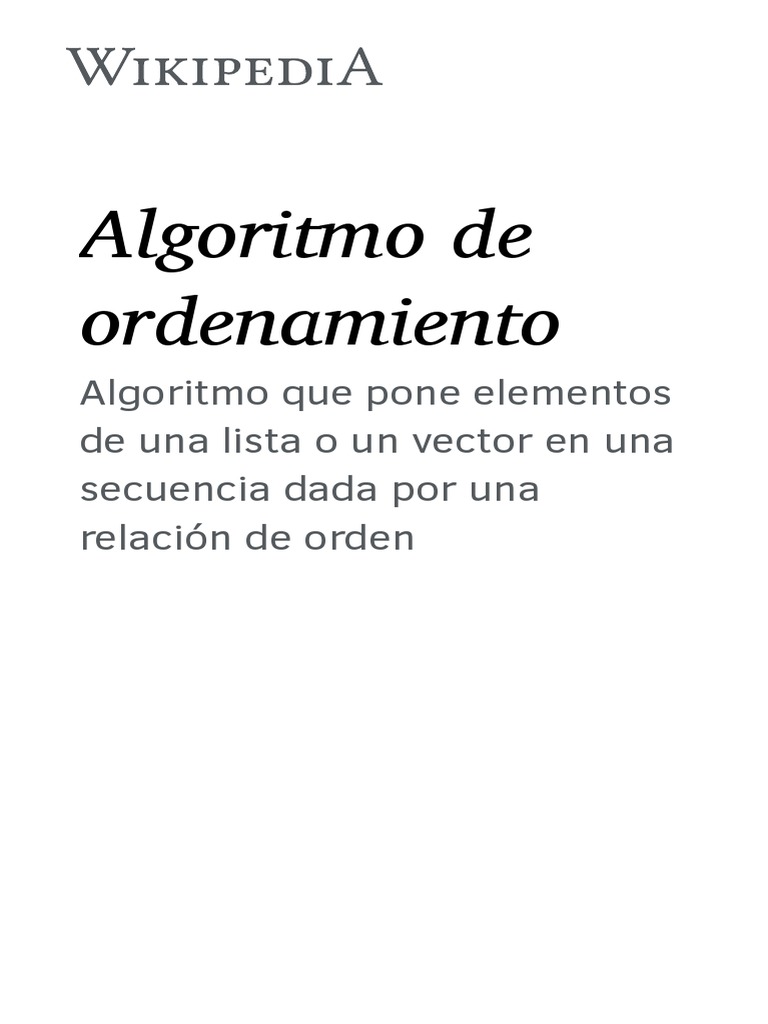 Algoritmo de Ordenamiento | PDF | Algoritmos | Conceptos matemáticos