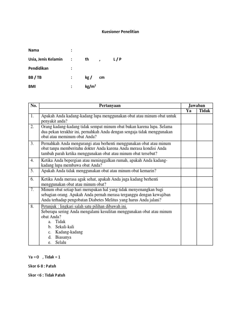 Kuesioner Mmas Pdf - Riset
