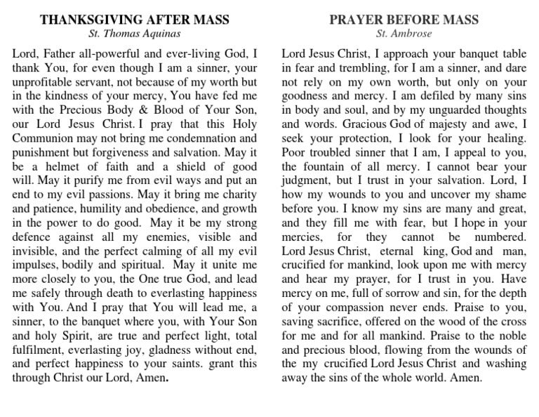 Thanksgiving After Mass: St. Thomas Aquinas | PDF | Mercy | God In ...