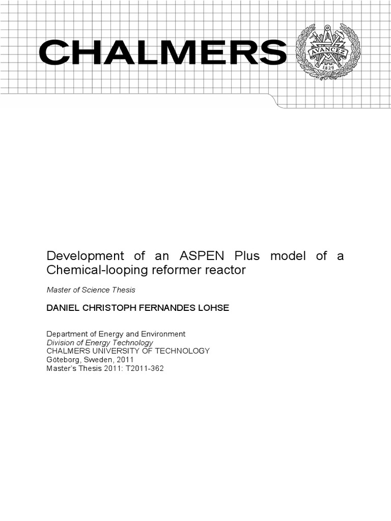 Development of An ASPEN Plus Model of A Chemical-Looping Reformer Reactor | PDF | Chemical ...