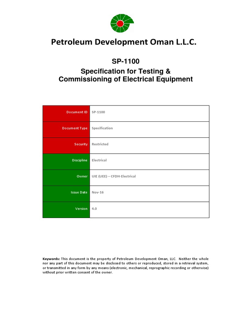 SP 1100 Electrical Testing and Commissioning PDF | PDF | Fuse ...