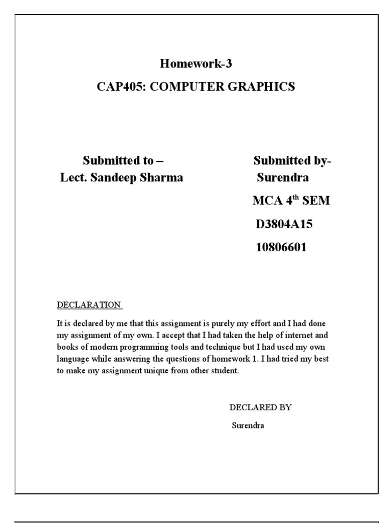 Homework-3 Cap405: Computer Graphics | PDF | Computer Graphics | Areas Of Computer Science