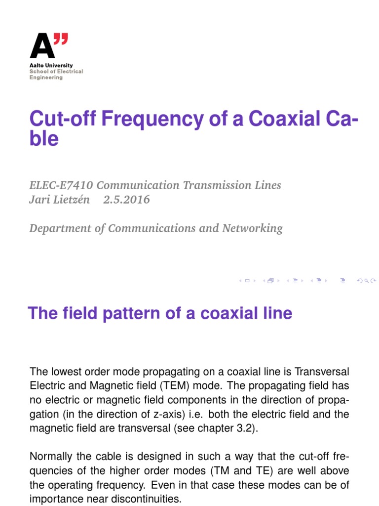 Cut-Off Frequency of A Coaxial Ca-Ble | PDF