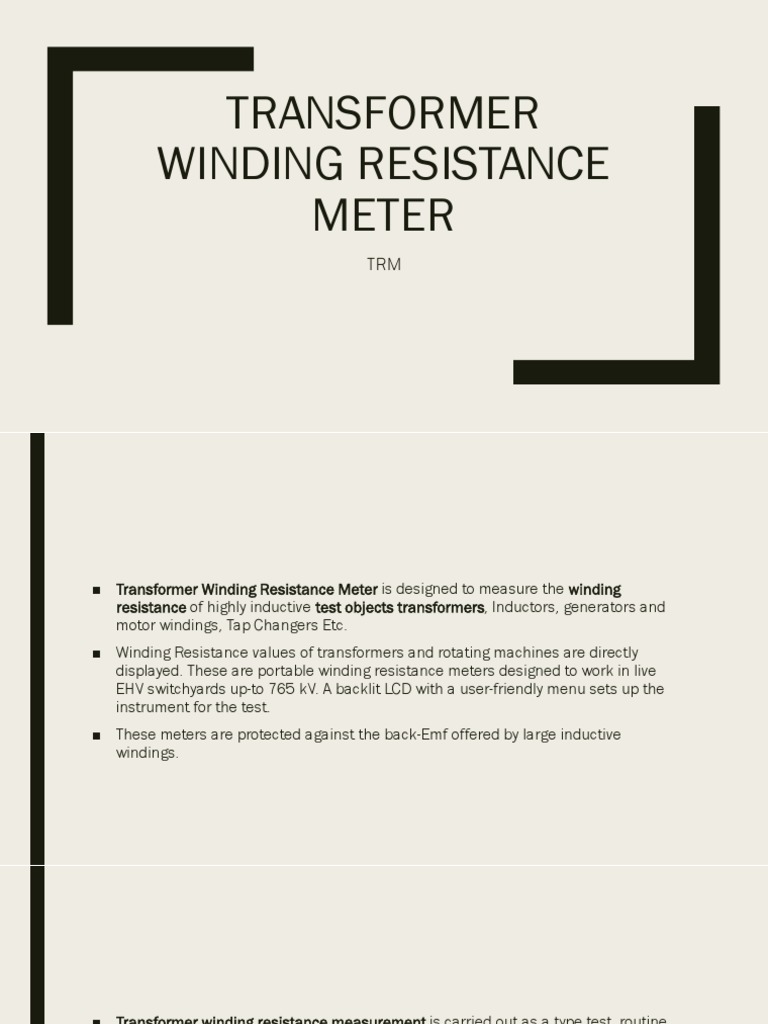 Transformer Winding Resistance Meter Guide | PDF | Transformer ...
