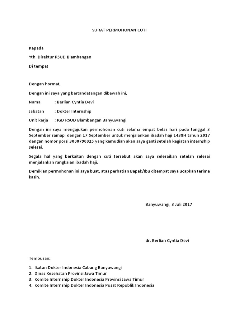 Surat Permohonan Cuti | PDF