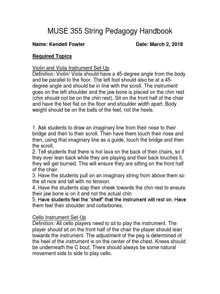 String Pedagogy Handbook | PDF | String Instruments | Cello