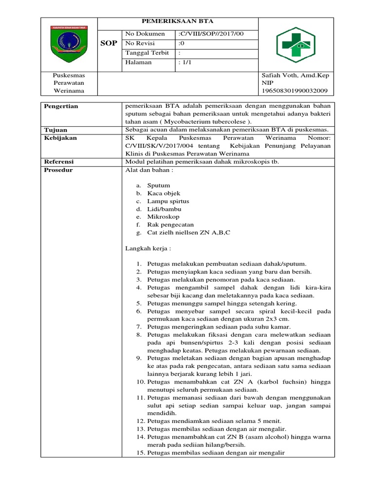 Pemeriksaan BTA | PDF