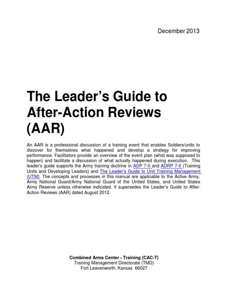 (AAR) Leaders Guide To AAR | PDF | Facilitator | Risk
