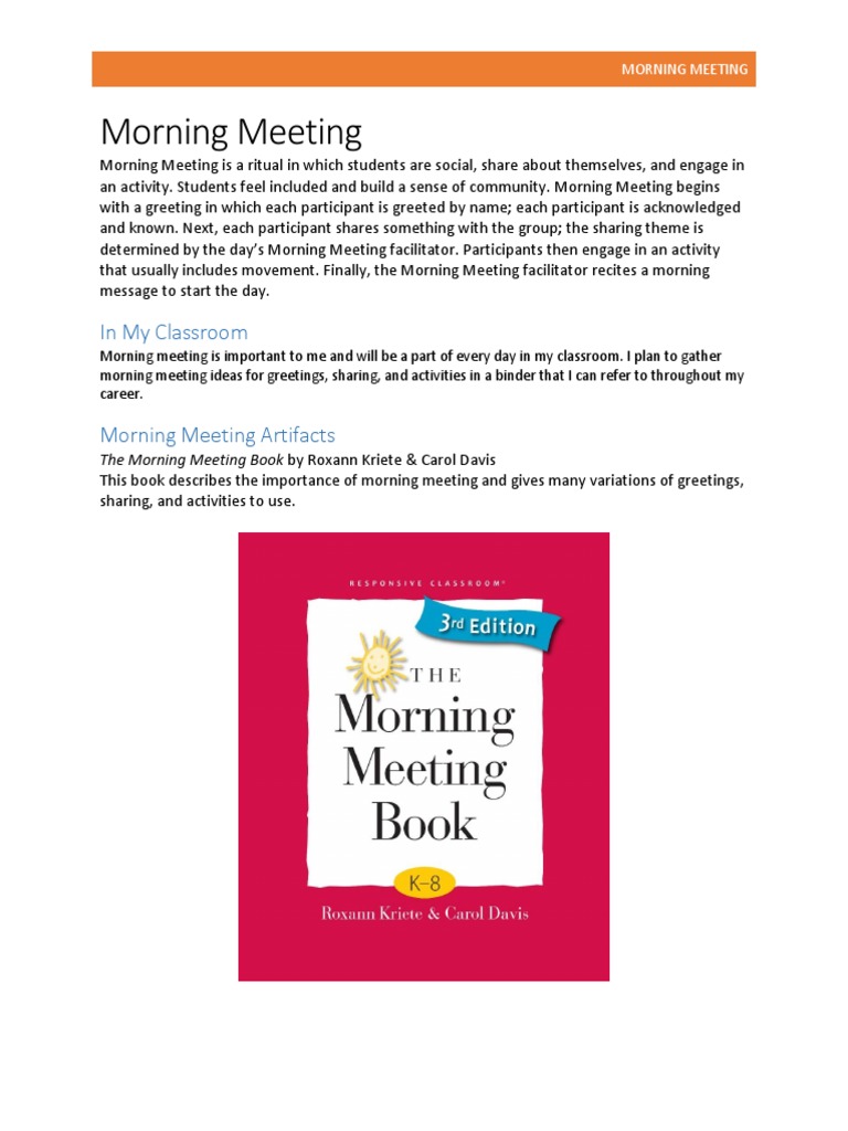 Morning Meeting Strategies for 4th Grade | PDF