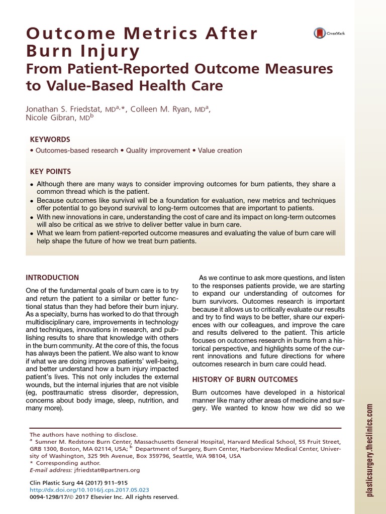 Outcome Metrics After Bur N Injury: From Patient-Reported Outcome ...