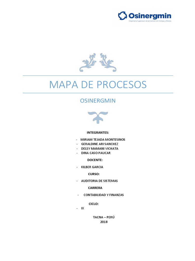 Mapa de Procesos Osinergmin | PDF | Minería | Institución