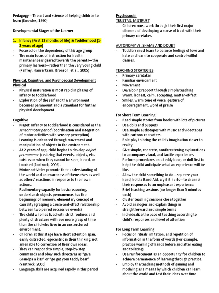 Development Stages of The Learner | PDF | Thought | Learning