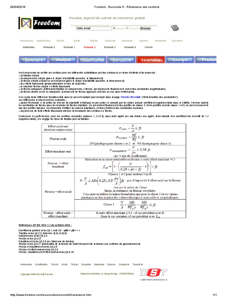 Freelem - Eurocode 3 - Résistance Des Sections | PDF | Flexion (matériau) | Contrainte de ...