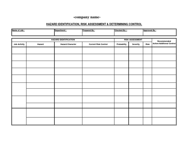 HIRARC Table for Risk Assessment | PDF