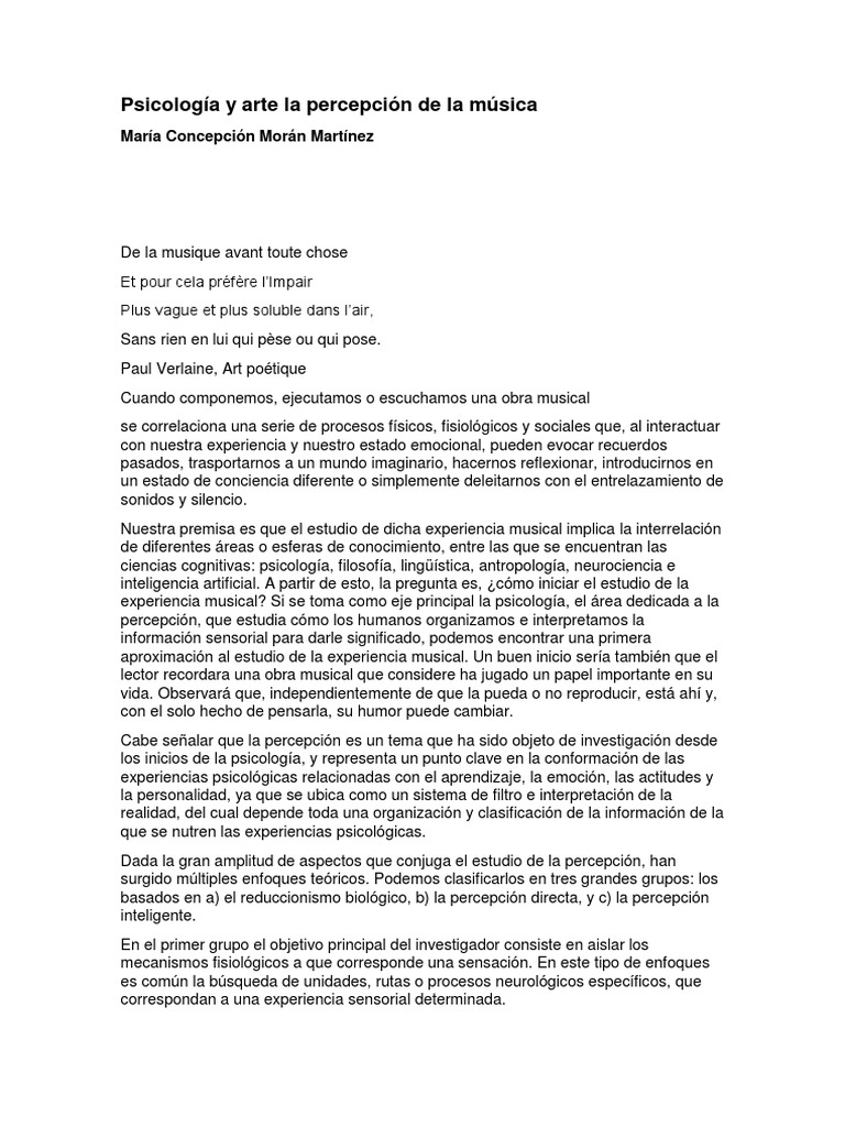 Percepción Musical: Psicología y Arte | PDF | Percepción | Melodía