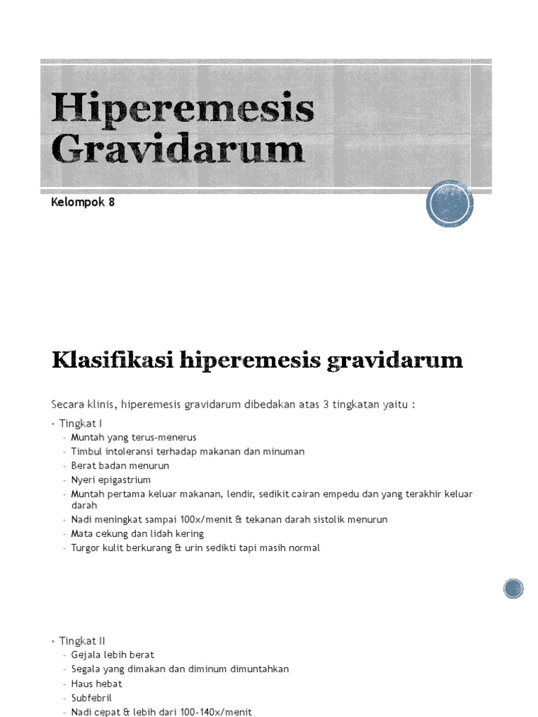 Hiperemesis Gravidarum (Klasifikasi, GK, Diagnosis) | PDF