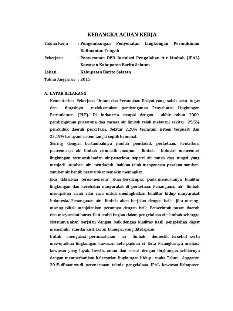 KAK IPAL Ded Ipal Kawasan PDF | PDF