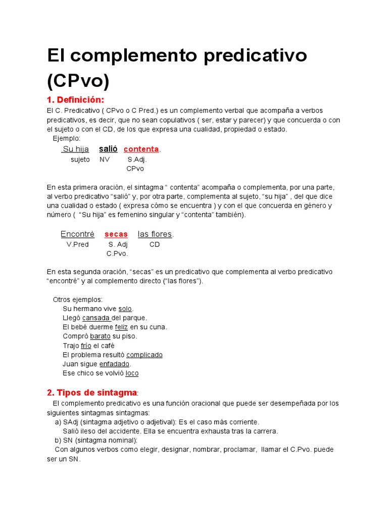 Complemento Predicativo y Complemento de Régimen Verbal (CRV) | PDF | Verbo | Morfología Lingüística