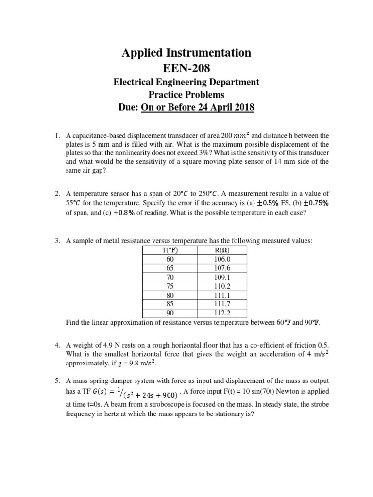 Applied Instrumentation EEN-208: Electrical Engineering Department ...