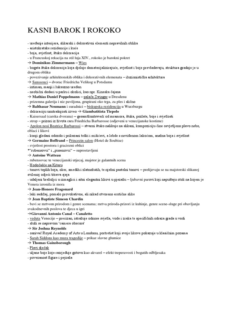Kasni Barok I Rokoko | PDF