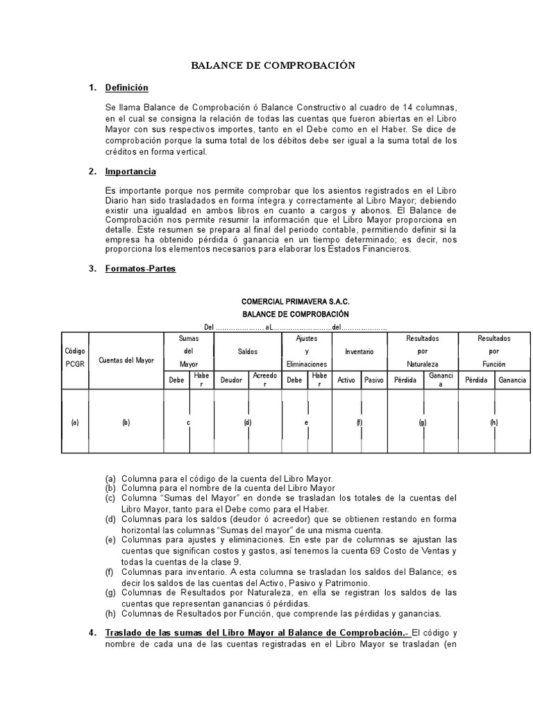 Análisis del Balance de Comprobación y su importancia para la elaboración de estados financieros ...