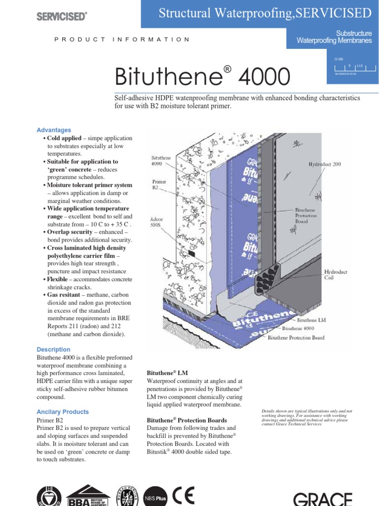 Bituthene® 4000 | PDF | Materials | Building Engineering