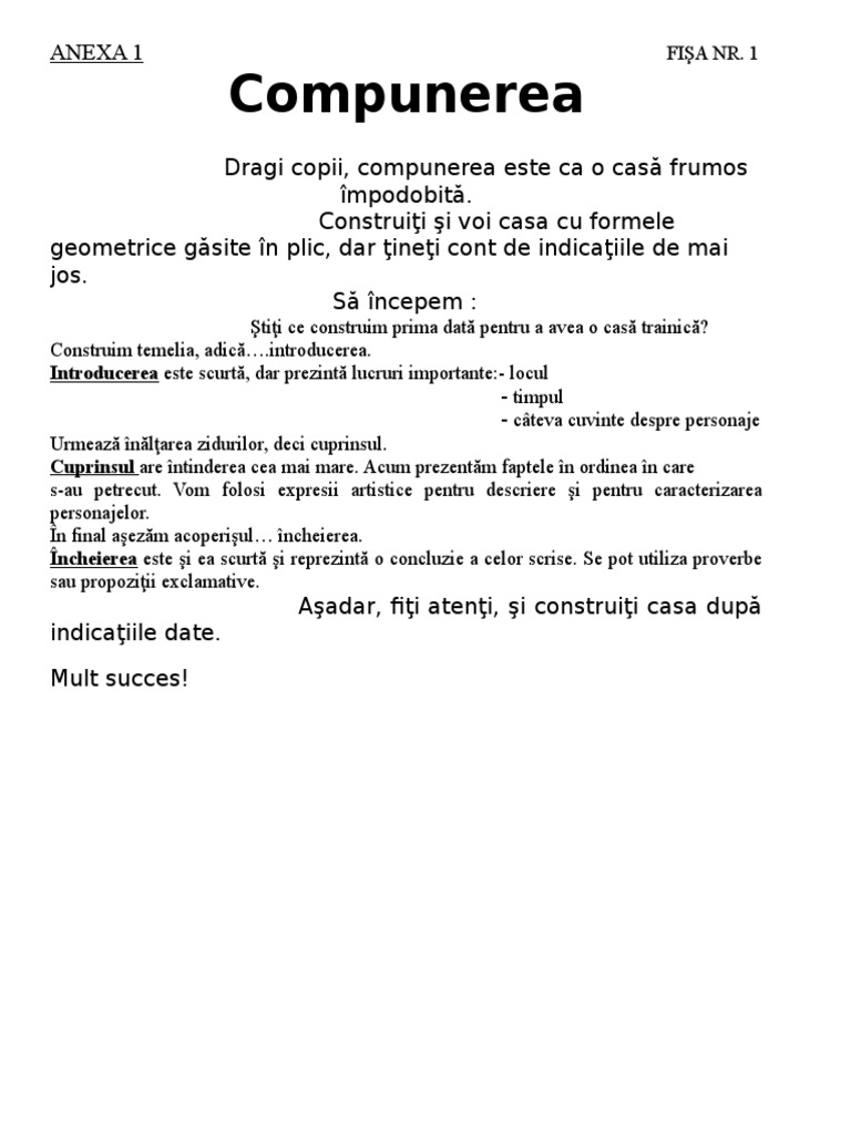 0 Fise de Lucru Compunere La Brat Cu Primavara | PDF