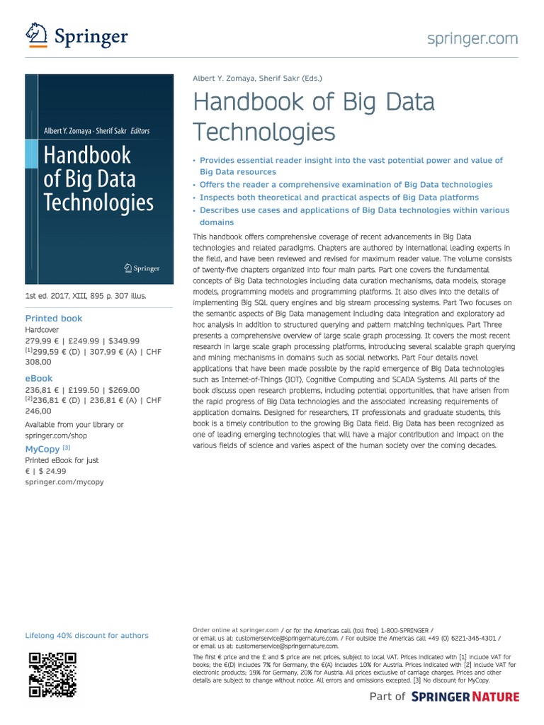 Handbook of Big Data Technologies: Albert Y. Zomaya, Sherif Sakr (Eds.) | PDF | Big Data ...