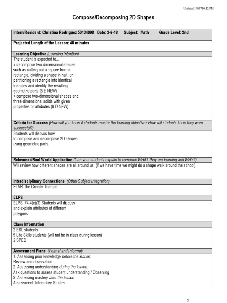 Compose Decompose 2d Shapes Sped | PDF | Shape | Educational Assessment