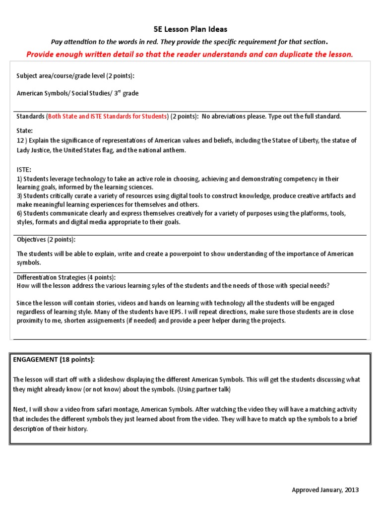 Woods 5e Lesson Plan1 | PDF | Lesson Plan | Teaching