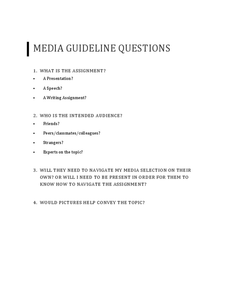 Media Guideline Questions | PDF