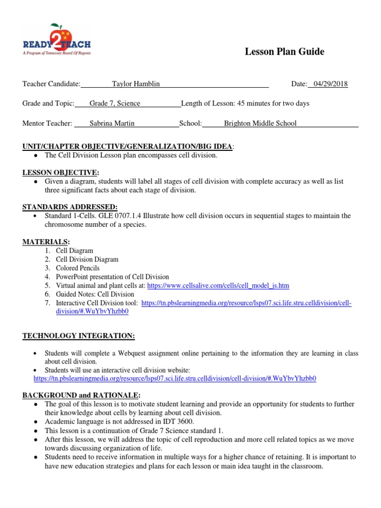 Edtpa Lesson Plan 2 | Download Free PDF | Lesson Plan | Learning