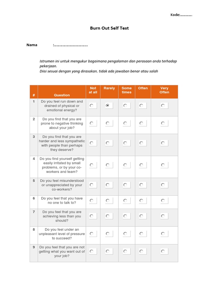 Burnout Self Test | PDF