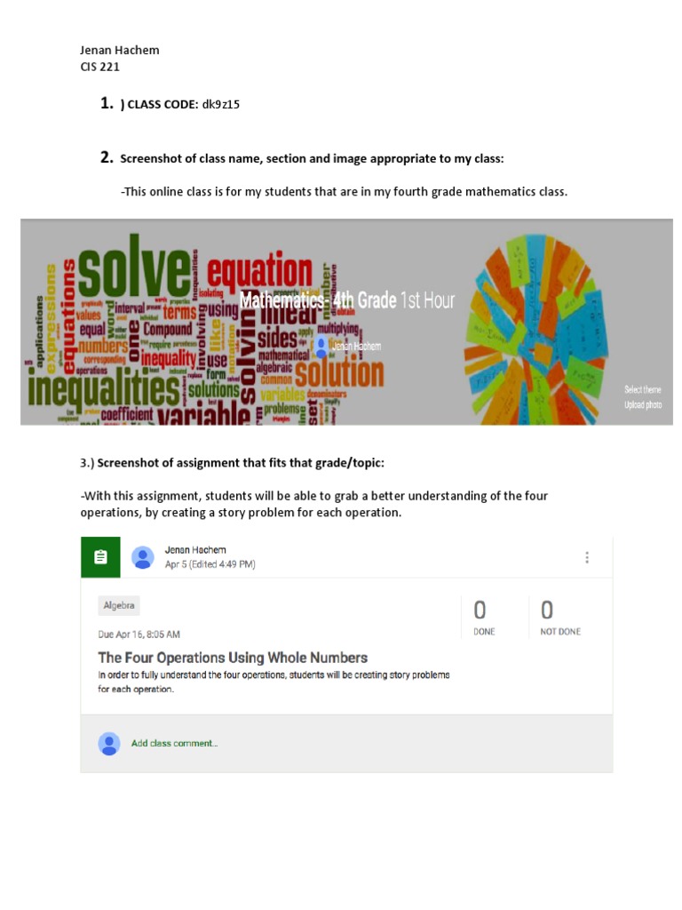 ) CLASS CODE: dk9z15 | PDF