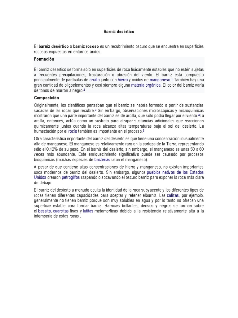 Barniz Desértico | PDF | Química | Ciencias fisicas
