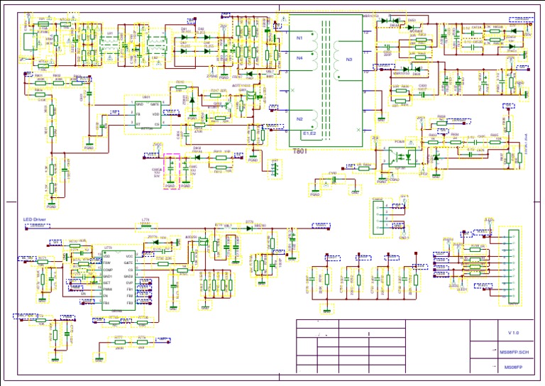 Schematic diagram of an AC to DC power supply circuit showing key ...